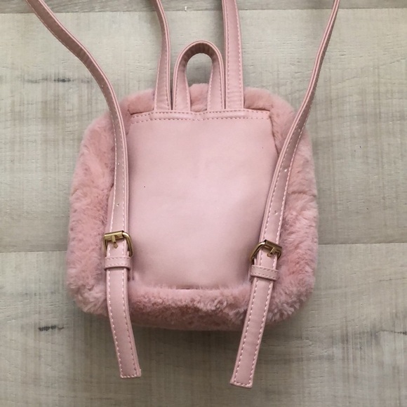 Olivia Miller | Bags | Mini Pink Fluffy Backpack With Gold Detailing ...